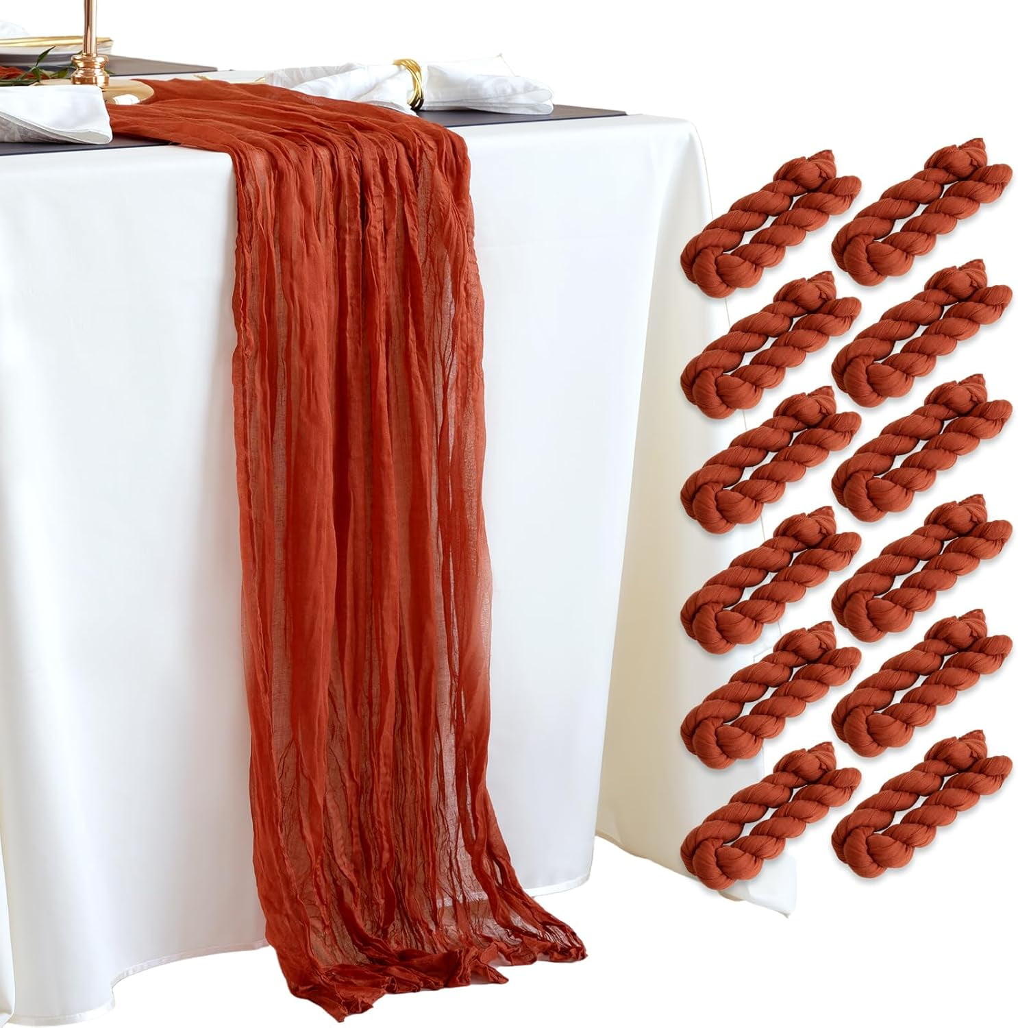 12 Pack Cheesecloth Table Runner 10ft Boho Rustic Gauze Cheese Cloth ...