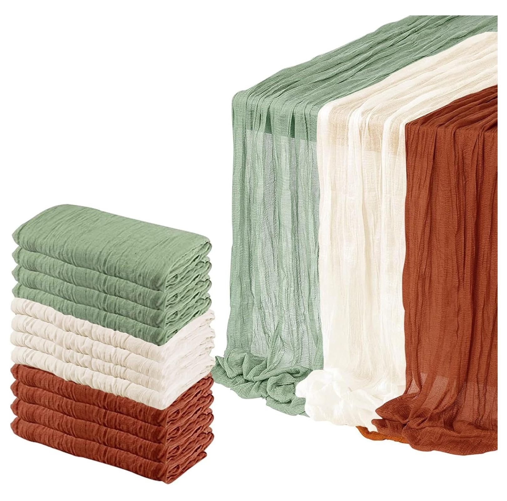 12 Pack Cheesecloth Table Runner,10ft Rustic Sheer Runner Gauze Boho ...