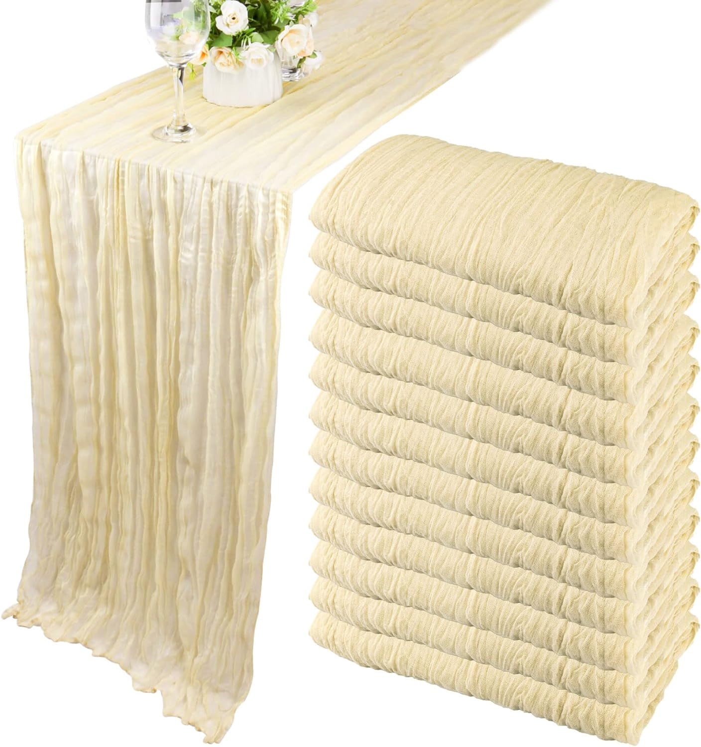 12 Pack Cheesecloth Table Runner 35x72 Inch Boho Gauze Table Runner ...
