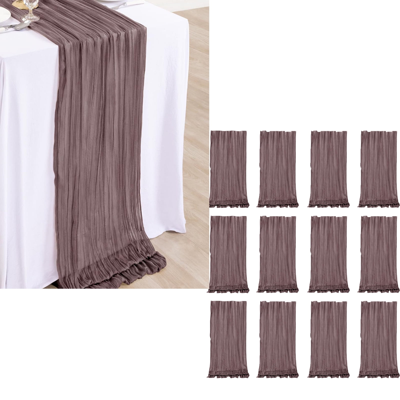 12 Pack Cheesecloth Table Runners For Weddings 35.4x70.9 Inch Boho ...