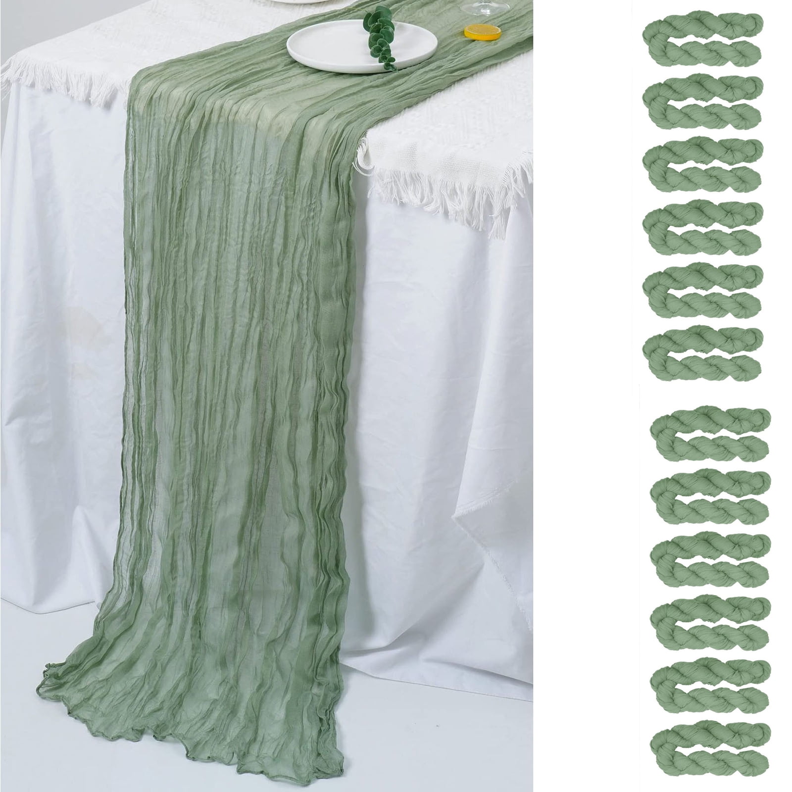 12 Pack Cheesecloth Table Runners For Weddings 35.4x70.9 Inch Boho ...