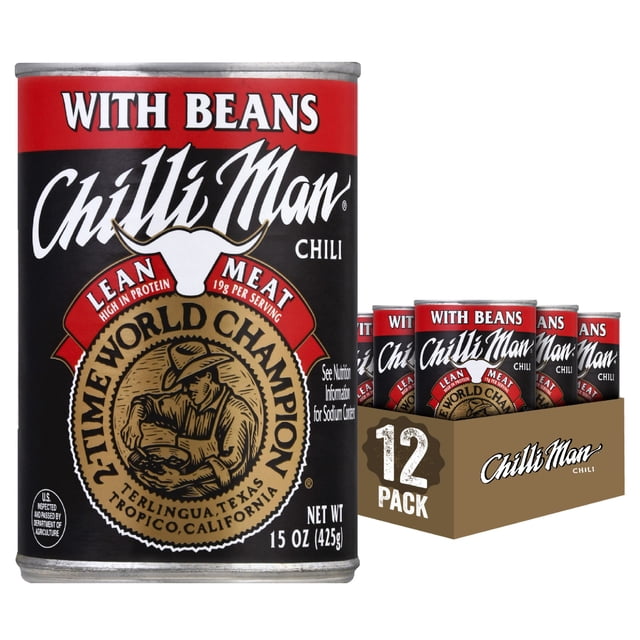 Chilli Man - (12 Pack) Lean Beef Chili With Beans, Ready to Eat, 15 ...