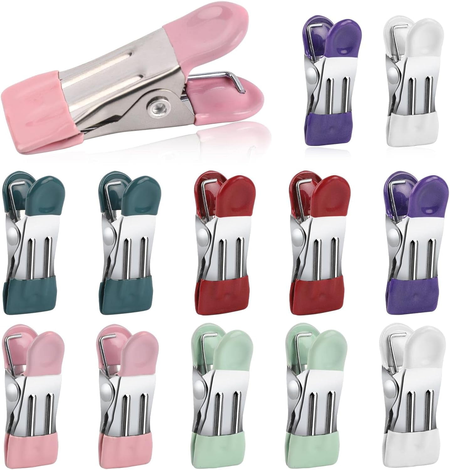 12 Pack Chip Bag Clips Food Clips with Vinyl Coated Ends, Heavy Duty ...