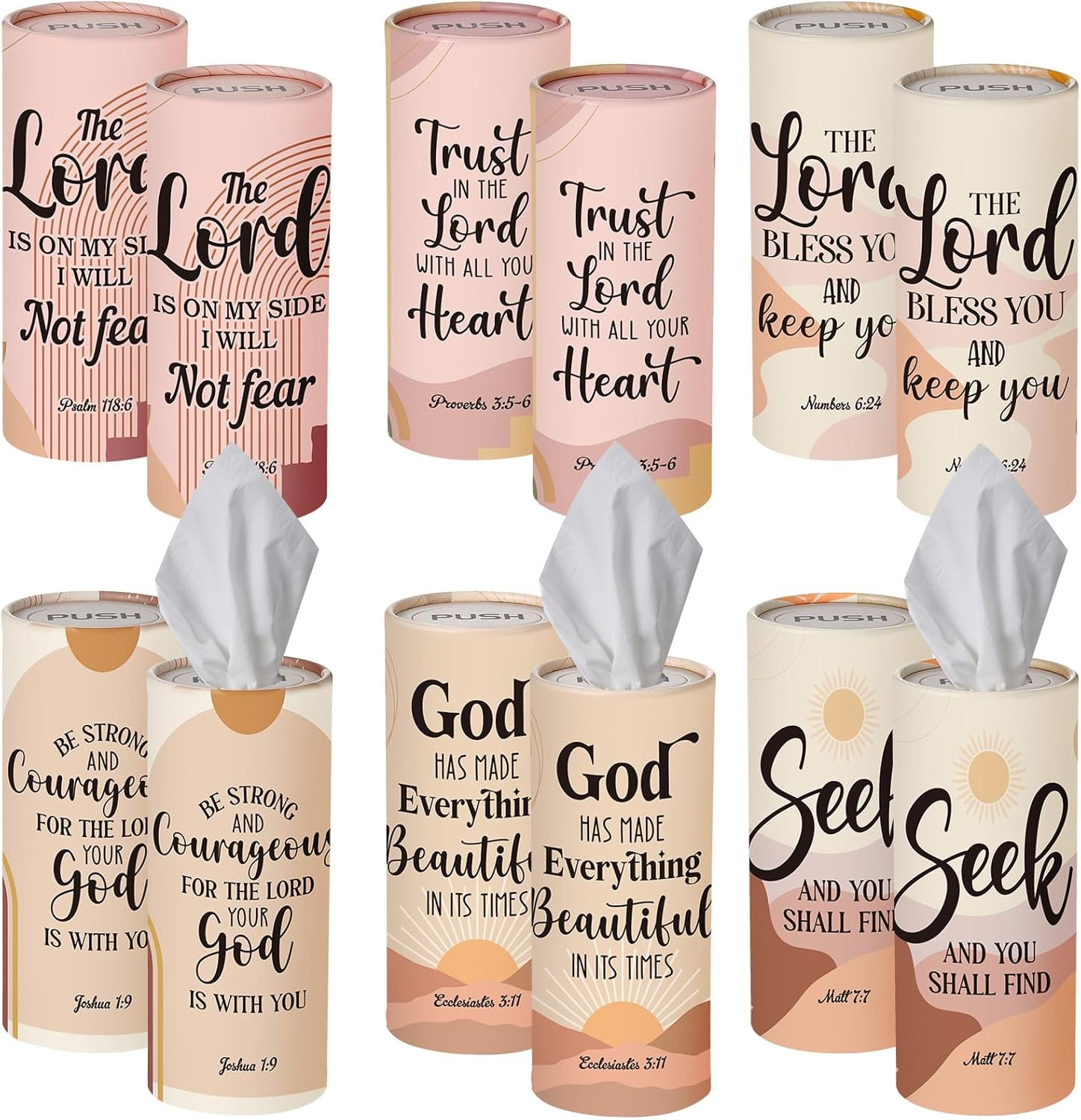 12 Pack Christian Car Tissues Cylinder Holder with Facial Tissue Bulk ...