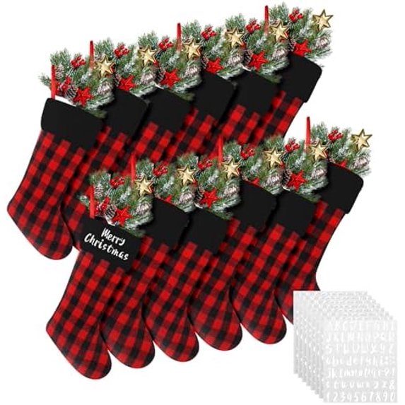 12 Pack Christmas Burlap Stockings 17 Inch Personalized Hanging ...