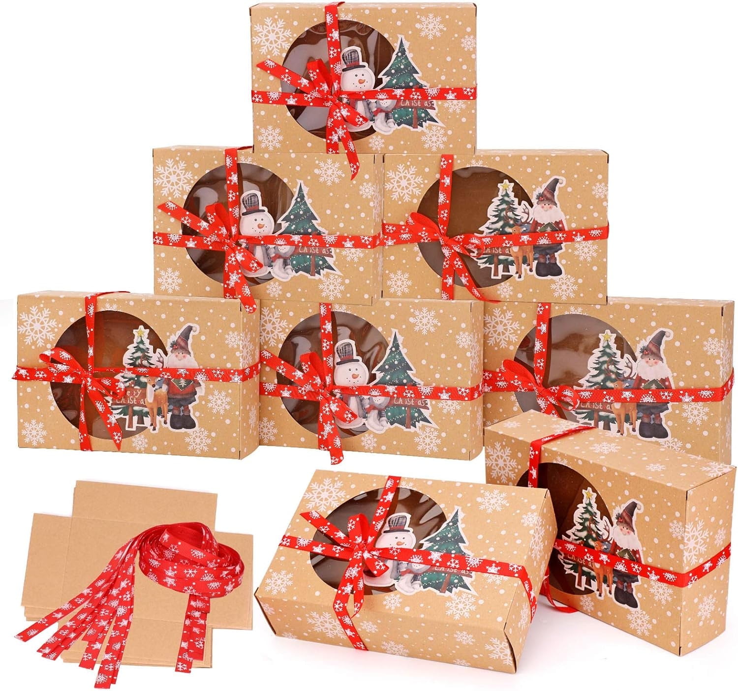 12 Pack Christmas Cookie Boxes, Christmas Cupcake Boxes with Clear ...