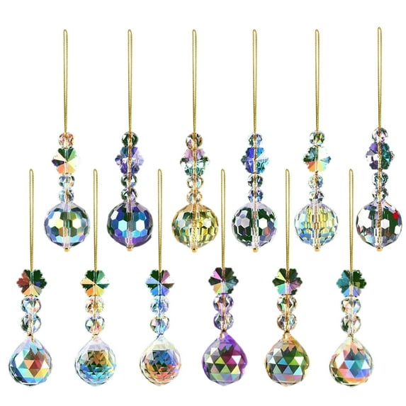 12 Pack Christmas Crystal Ball Ornaments, Prism Glass Ball Decorations ...