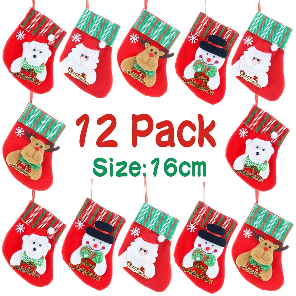 12 Pack Christmas Stockings,6.3" Christmas Holiday Stockings with ...
