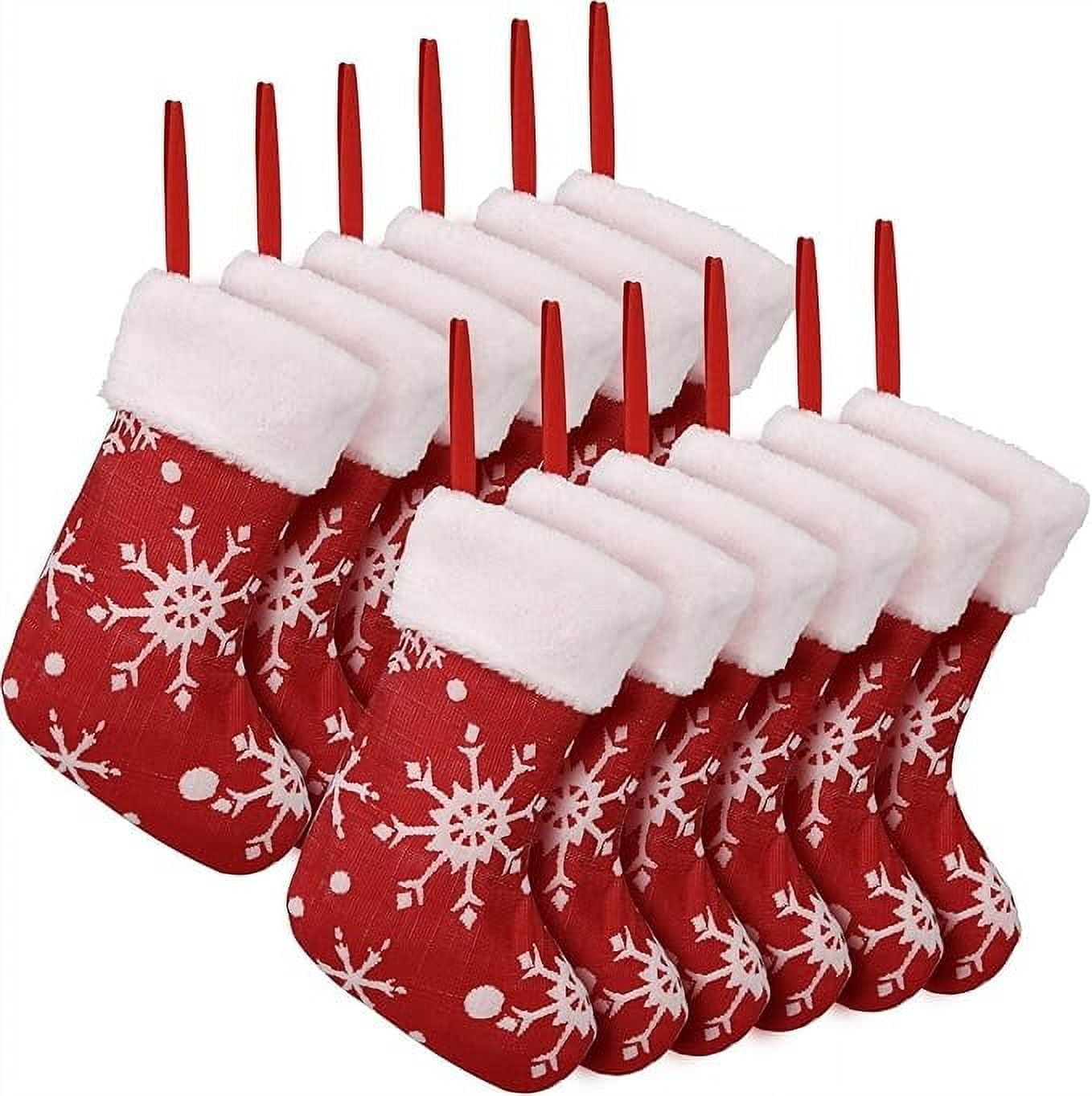 "10"" Long Classic Xmas Stockings, 12pcs, Snowflakes Pattern with White ...