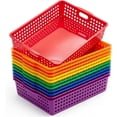 12 Pack Classroom Storage Baskets with Handle 14 x 10 Inch Paper Tray ...