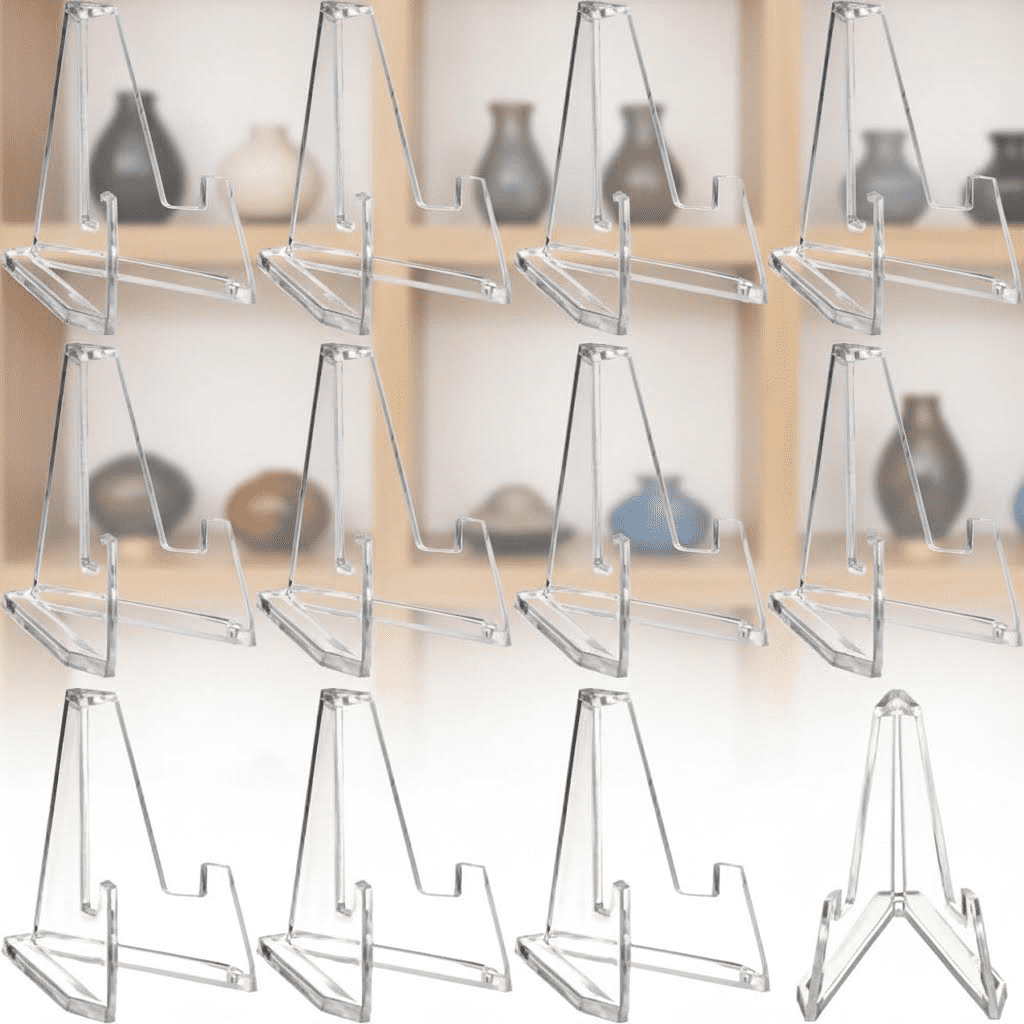 12-Pack Clear Acrylic Display Easels for Trading Cards, Coins, and ...