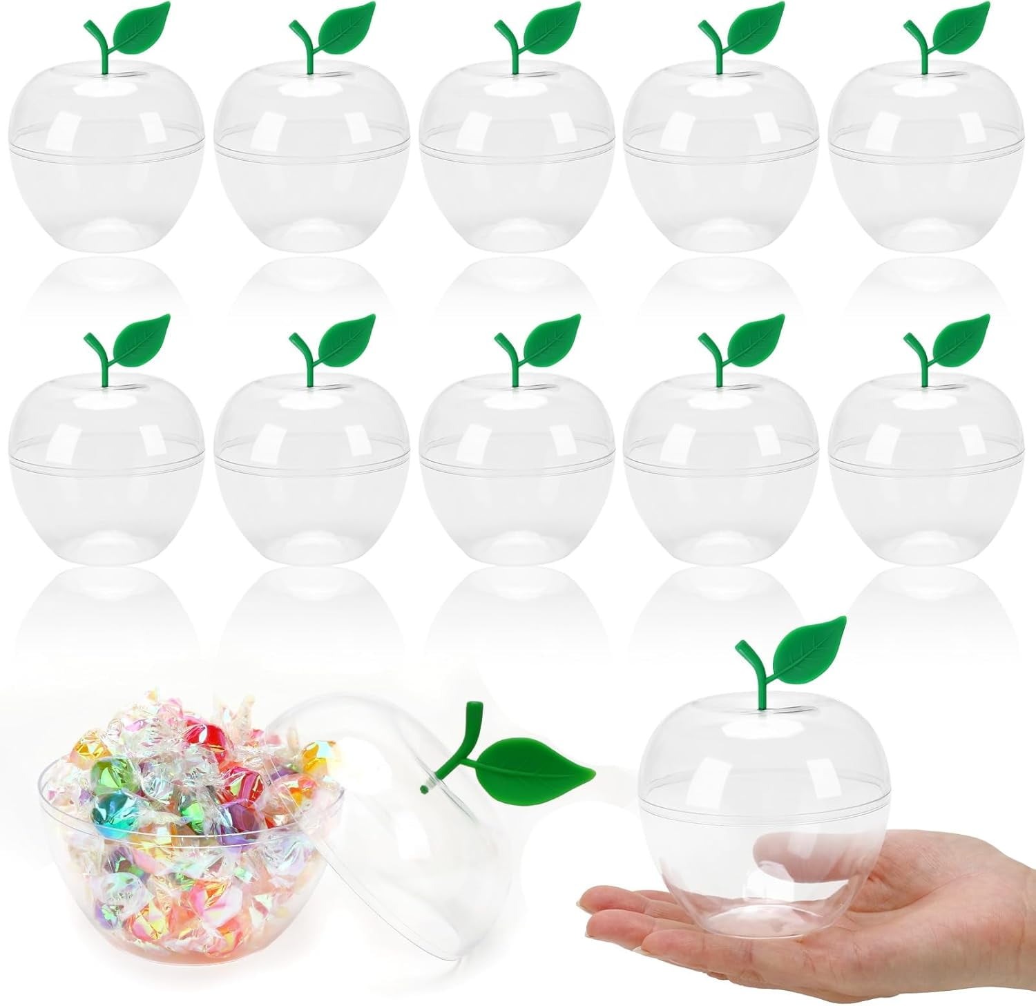 12 Pack Clear Apples Containers, Apples Shaped Candy Boxes Plastic ...