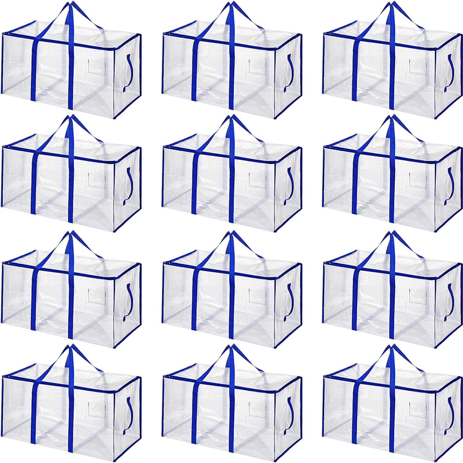 12-Pack Clear Moving Bags 90.84L Heavy Duty Extra Large Storage Totes ...