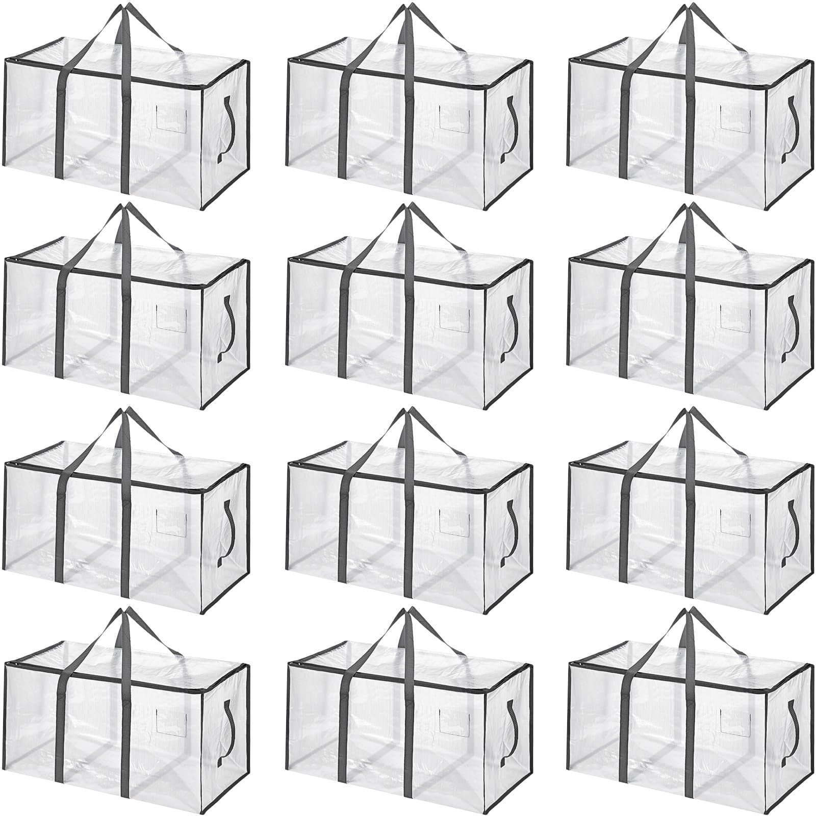 12-Pack Clear Moving Bags 90.84L Heavy Duty Extra Large Storage Totes ...