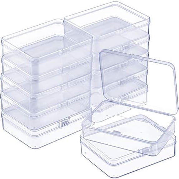 12 Pack Clear Plastic Beads Storage Containers Box with Hinged Lid for ...