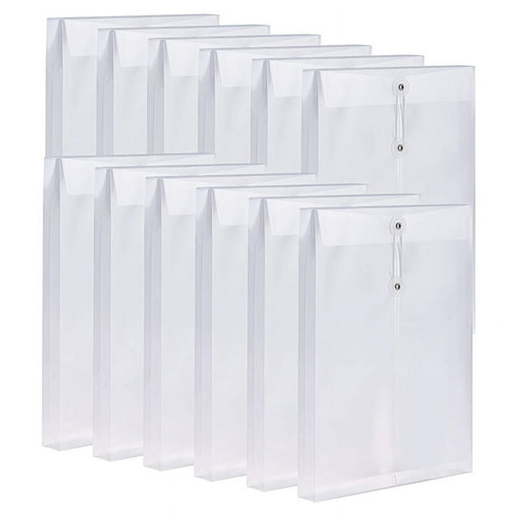 12 Pack Clear Plastic Envelopes Poly Expandable Files Document Folders ...