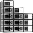 12 Pack Clear Plastic Stackable Shoe Storage Boxes, Space Saving Shoe ...