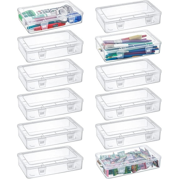 12 Pack Clear Plastic Storage Containers with Lids, 8 x 5 x 1.75 Inch ...