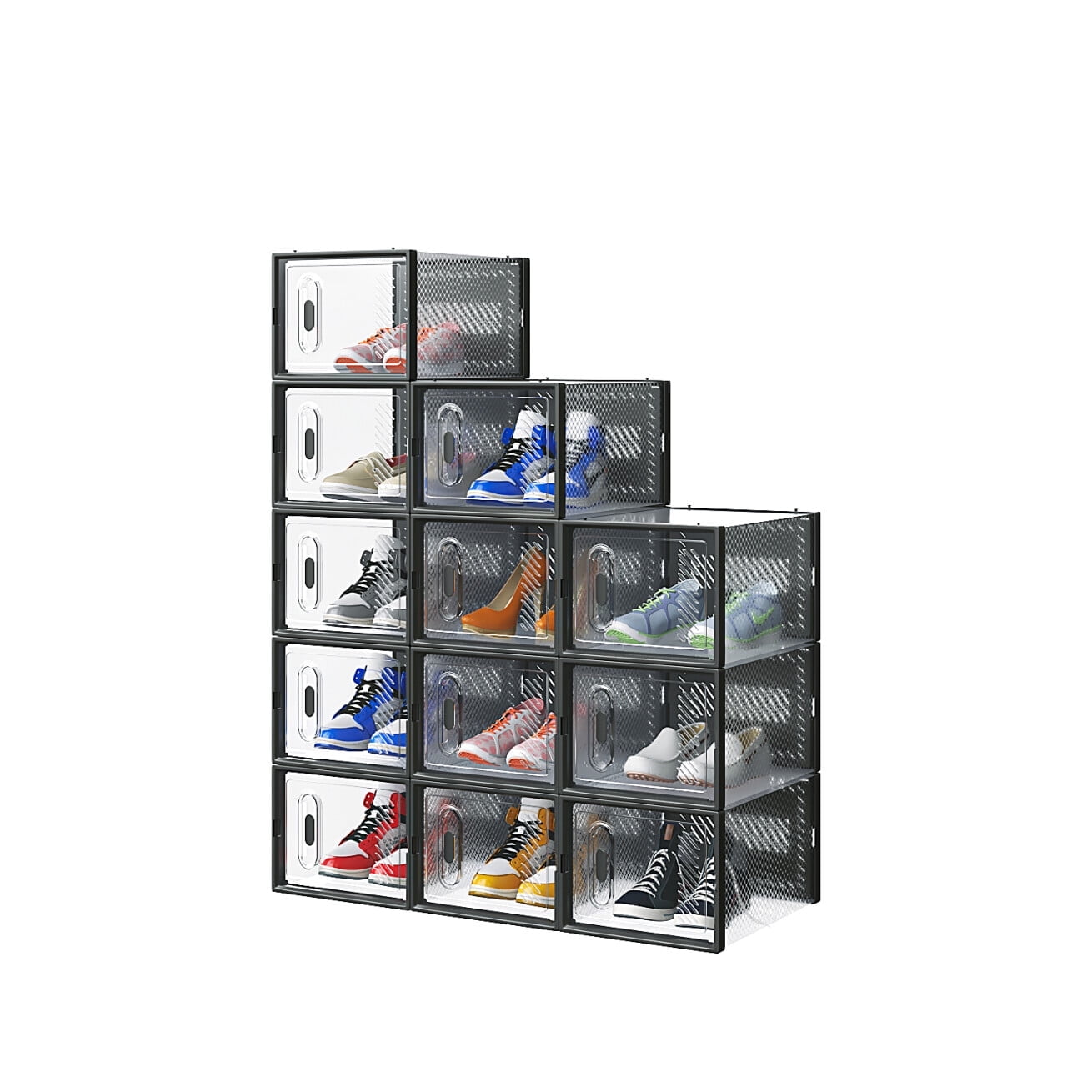 12 Pack Clear Shoe Boxes Stackable, Shoe Storage Boxes for Closet ...