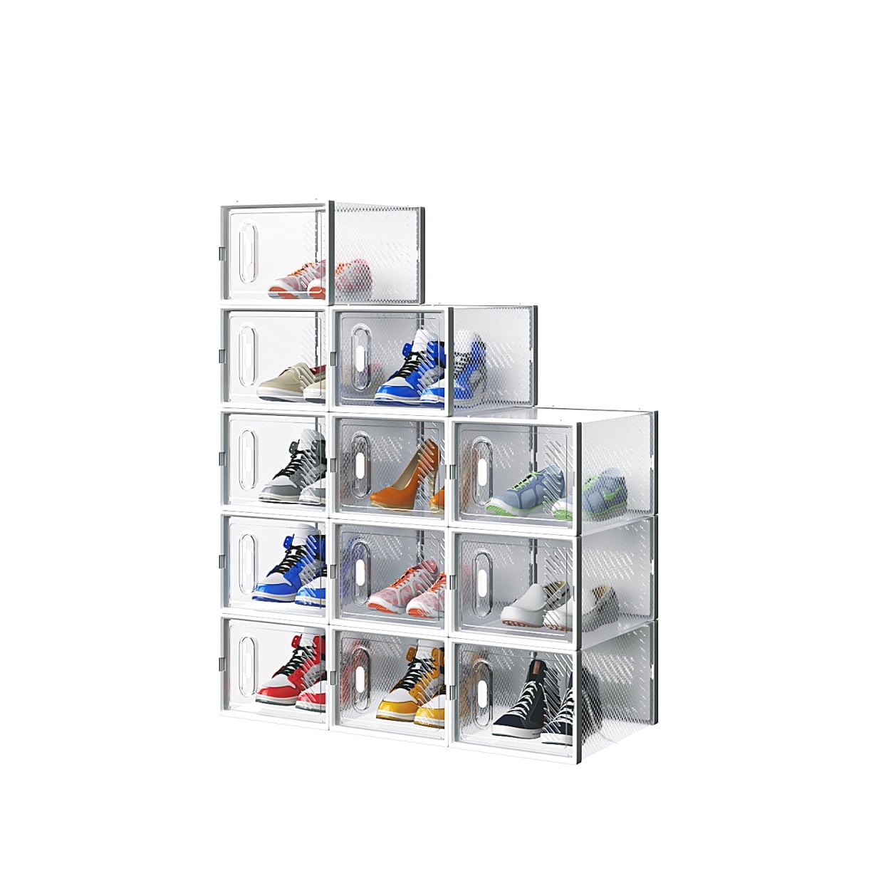 12 Pack Clear Shoe Boxes Stackable, Shoe Storage Boxes for Closet ...