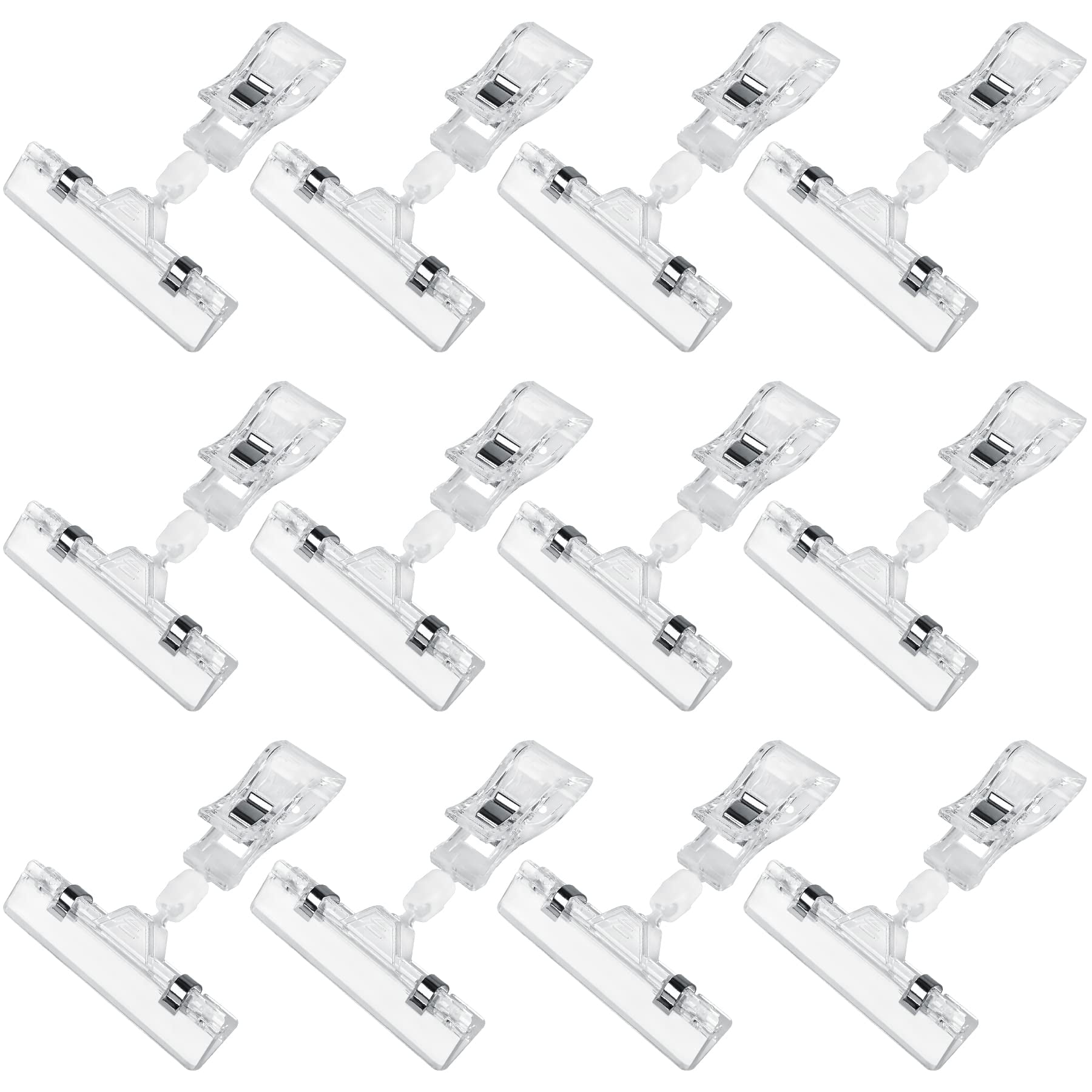 12 Pack Clear Sign Clips, Merchandise Display Label Holders, Double ...
