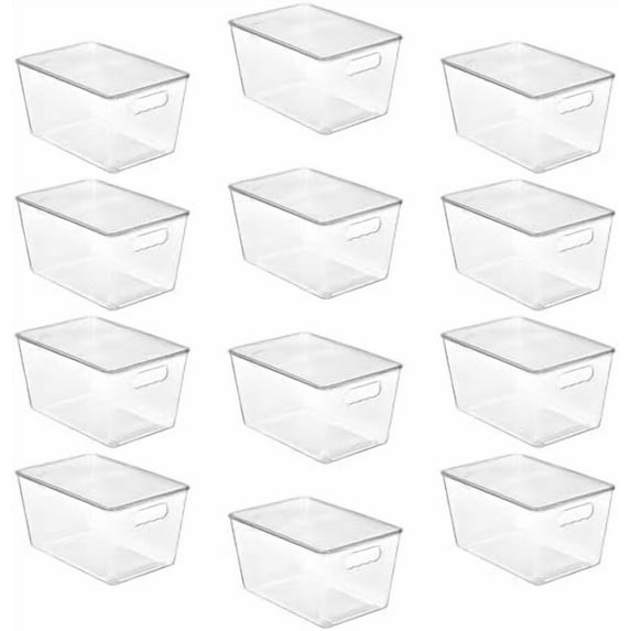 12 Pack Clear Stackable Storage Bins with Lids, Large Plastic ...