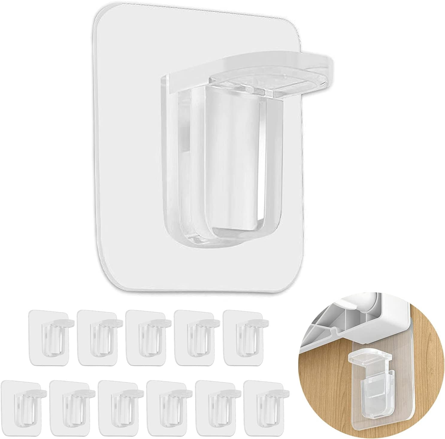12 Pack Closet Cabinet Shelf Adhesive Support Bracket Clear Plastic ...