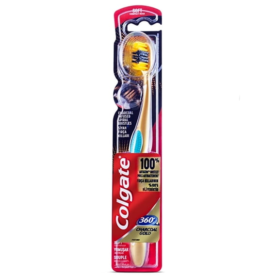 (12 Pack) Colgate 360 Charcoal Gold Toothbrush (Adult Soft) - Walmart.com
