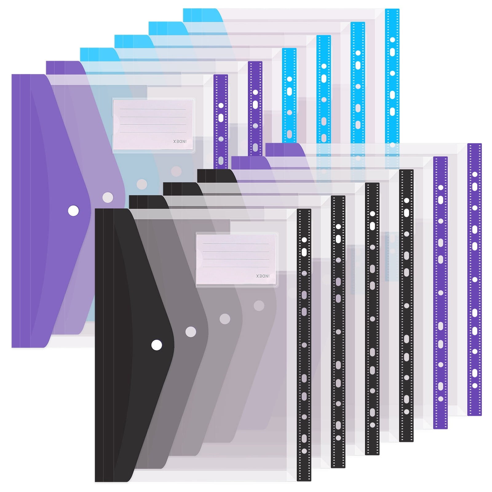 12-Pack Color-Coded File Folders Pocket 12 Pack Plastic Envelopes ...