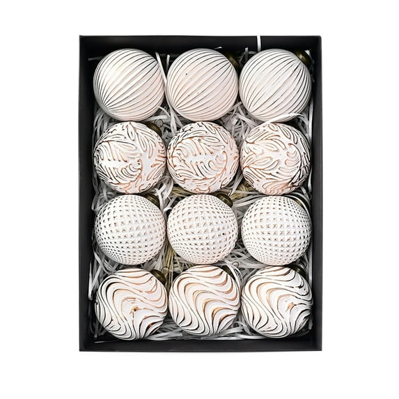12-Pack Colored Christmas Balls With Embossed Design, 8Cm Diameter ...
