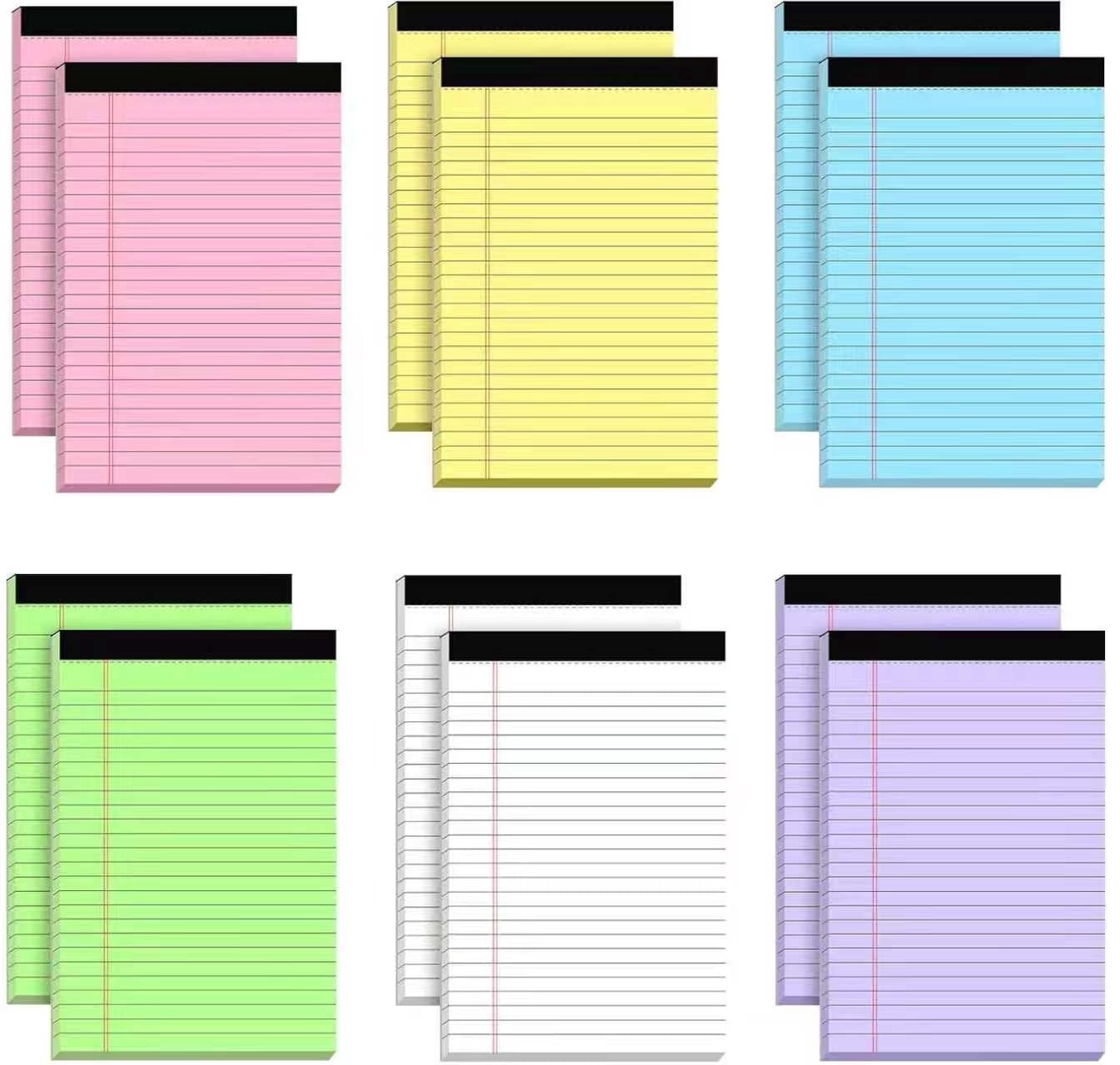 12 Pack Colored Legal Pads (5" x 8") ，80GSM Thick Lined Writing Pads ...