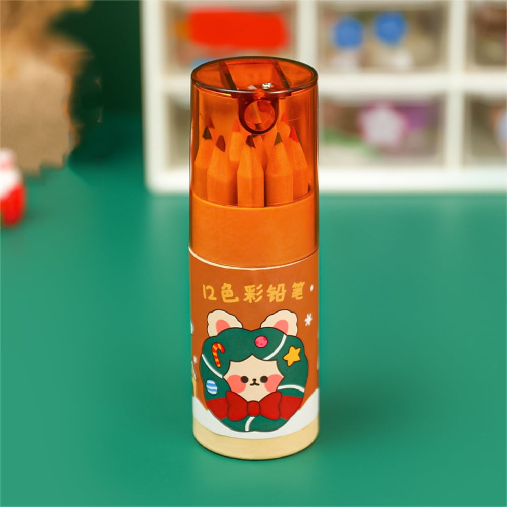 12 Pack Colored Pencils with Built-in Sharpener in Tube Caps Vibrant ...