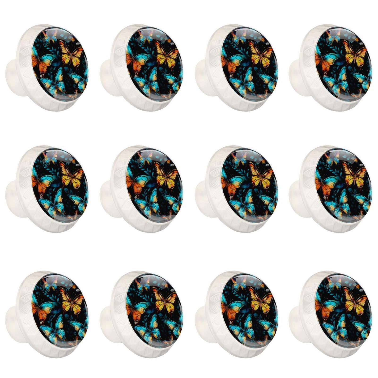 12 Pack Colorful Butterfly Kitchen Cabinet Square Knob Cabinet Hardware ...