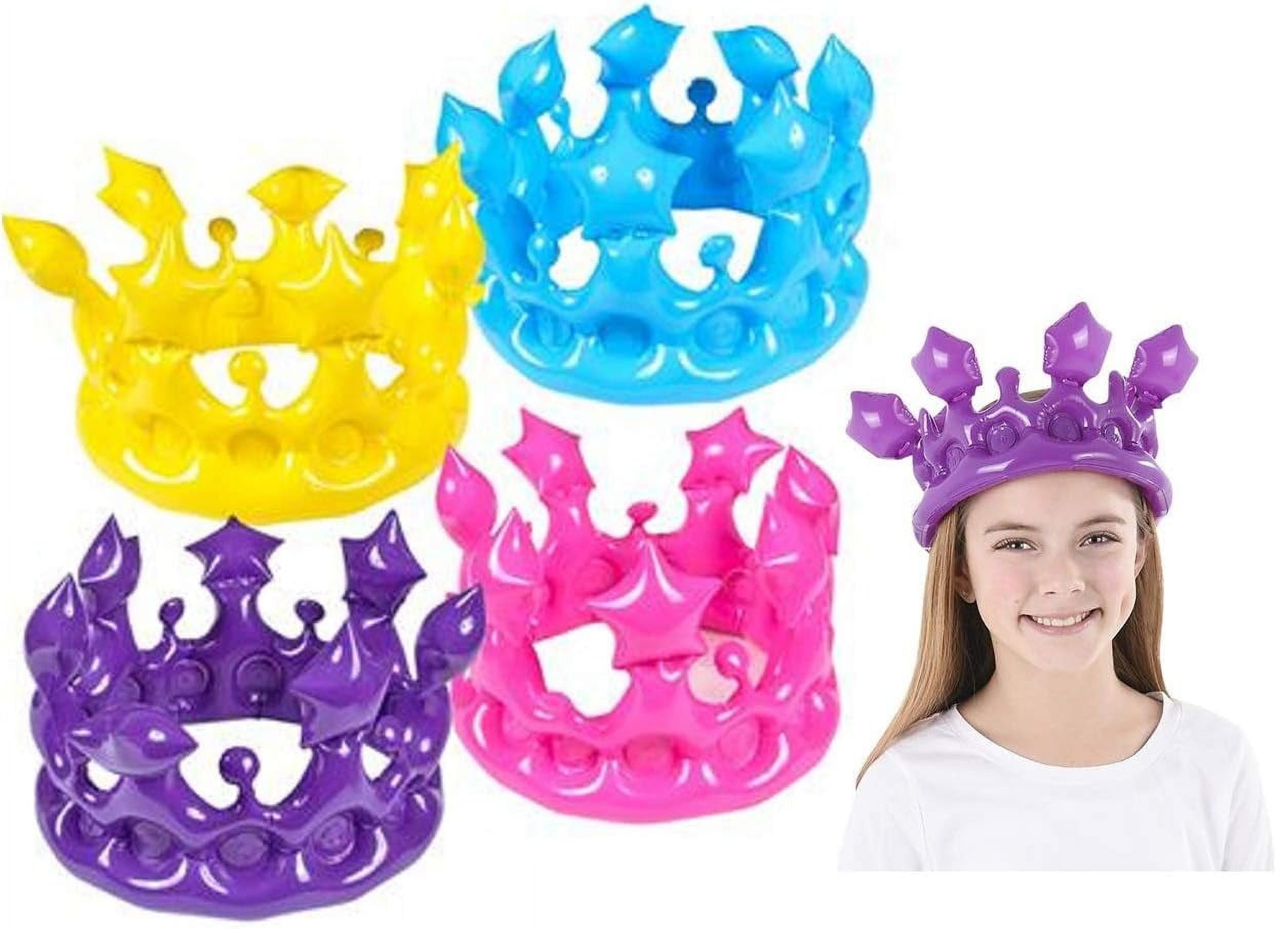 12 Pack- Colorful Inflatable Crowns - Size Kids/Small Adults. Princess ...
