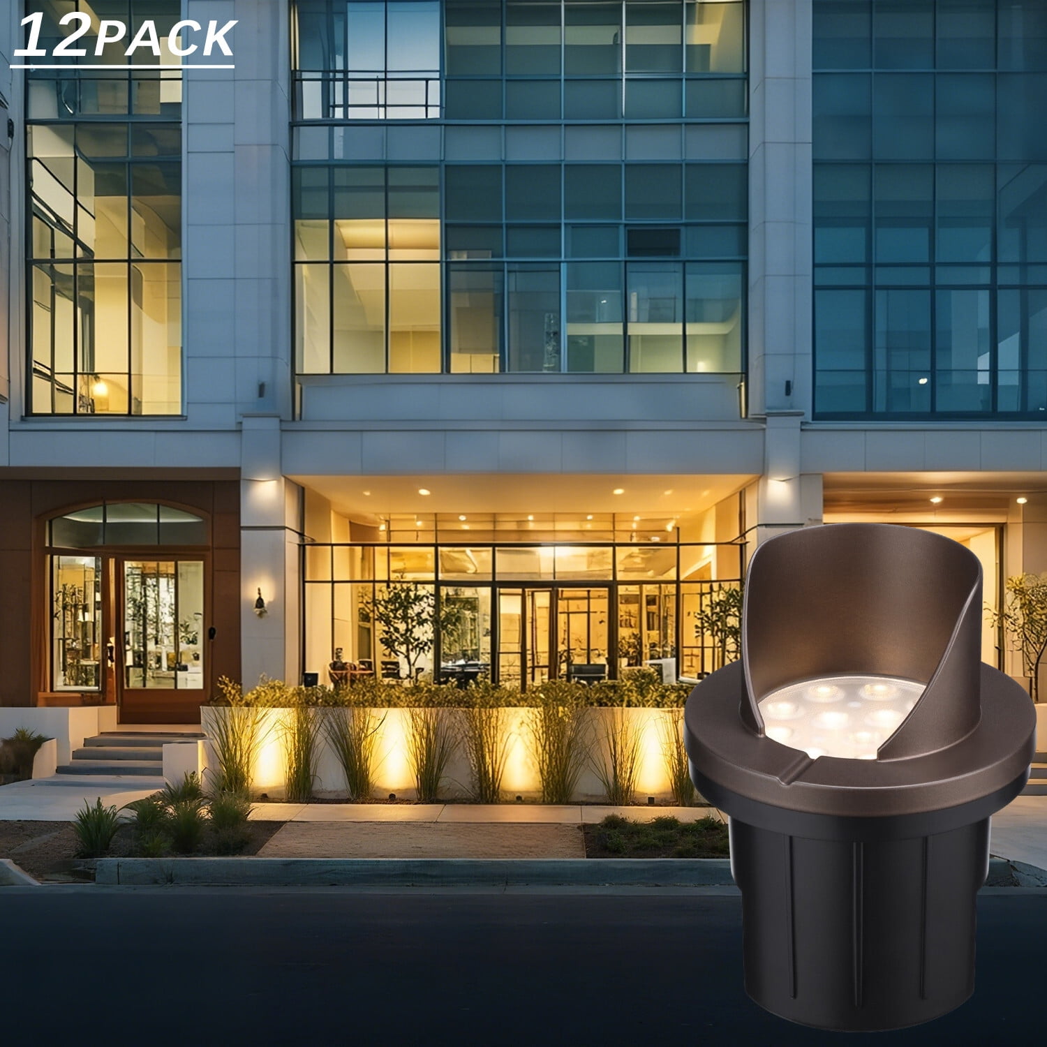 12 Pack Commercial Grade 6W Low Voltage LED In-Ground Well Lights ...