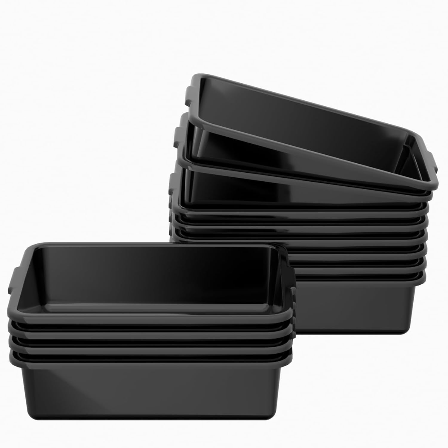 12-Pack Commercial Plastic Bus Boxes, 13 L Plastic Bus Tubs, Utility ...