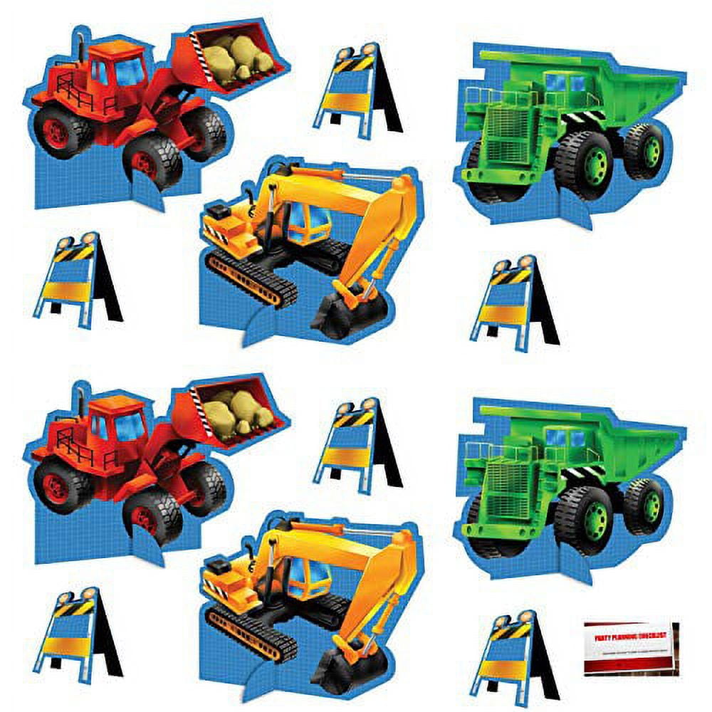 (12 Pack) Under Construction Zone Tractor Backhoe Dump Truck Bulldozer ...