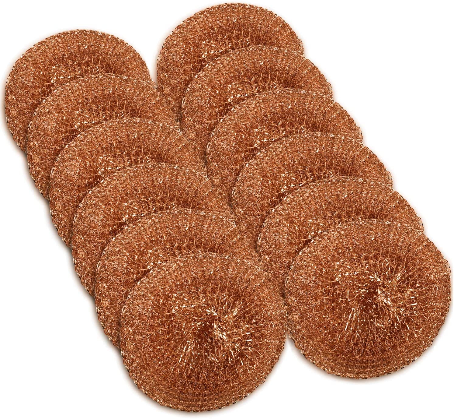 12 Pack Copper Coated Scourers by – Scrubber Pad Used for Dishes, Pots ...