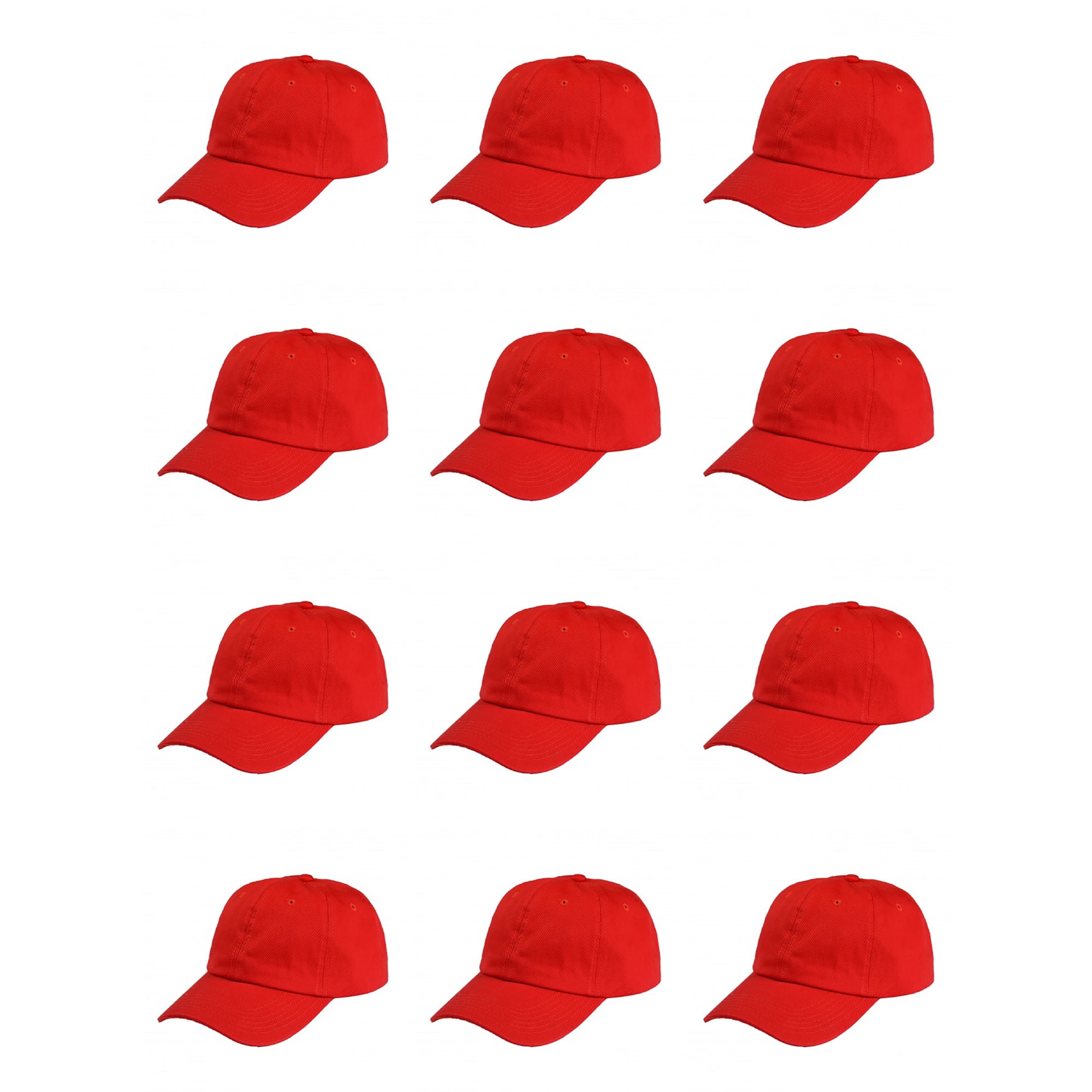12 Pack Cotton Dad Caps Great for Casual Outfits or Custom Designs (Red ...