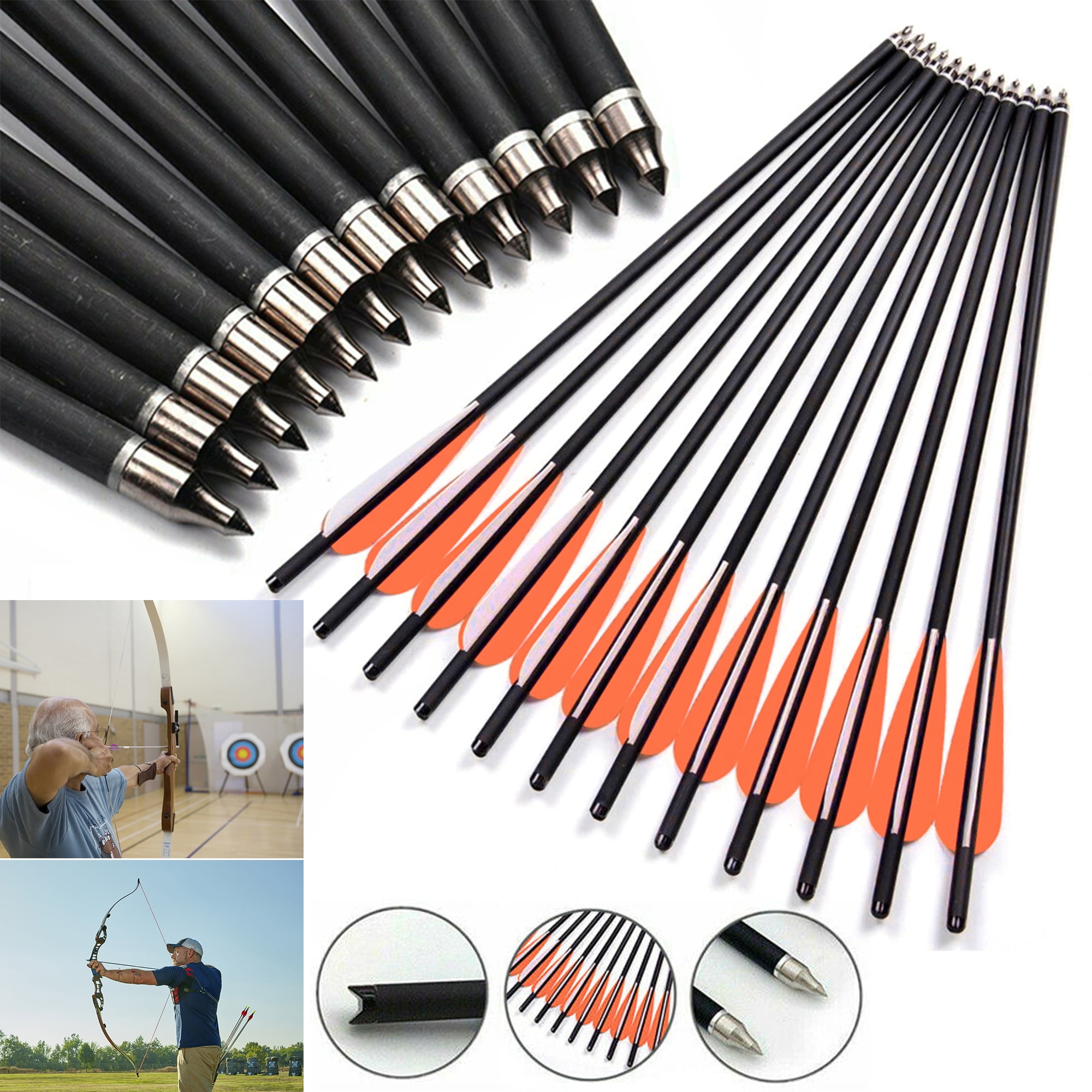 12 Pack Crossbow Bolts 20 Inch Carbon Hunting Archery Arrows with 4 ...
