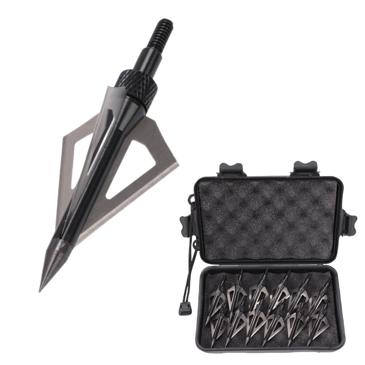 12 Pack Crossbow Broadheads 3 Blades Arrow Tips Archery Broadheads with Storage Box for Hunting ...