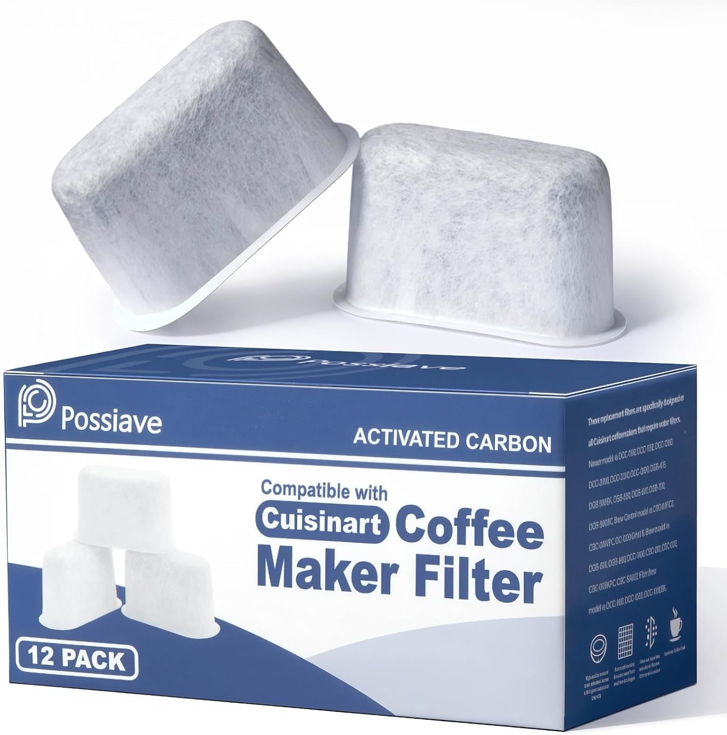 12 Pack Cuisinart Compatible Coffee Filter Replacement by - Charcoal ...
