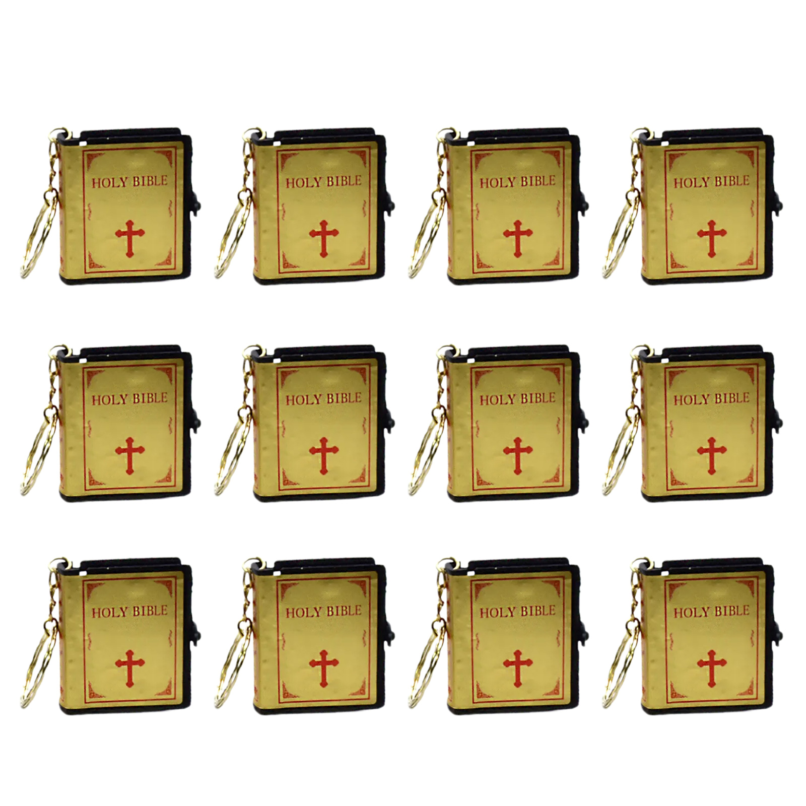 12 Pack Cute Little Bibles Keychain Miniature Real Bible Keyrings ...