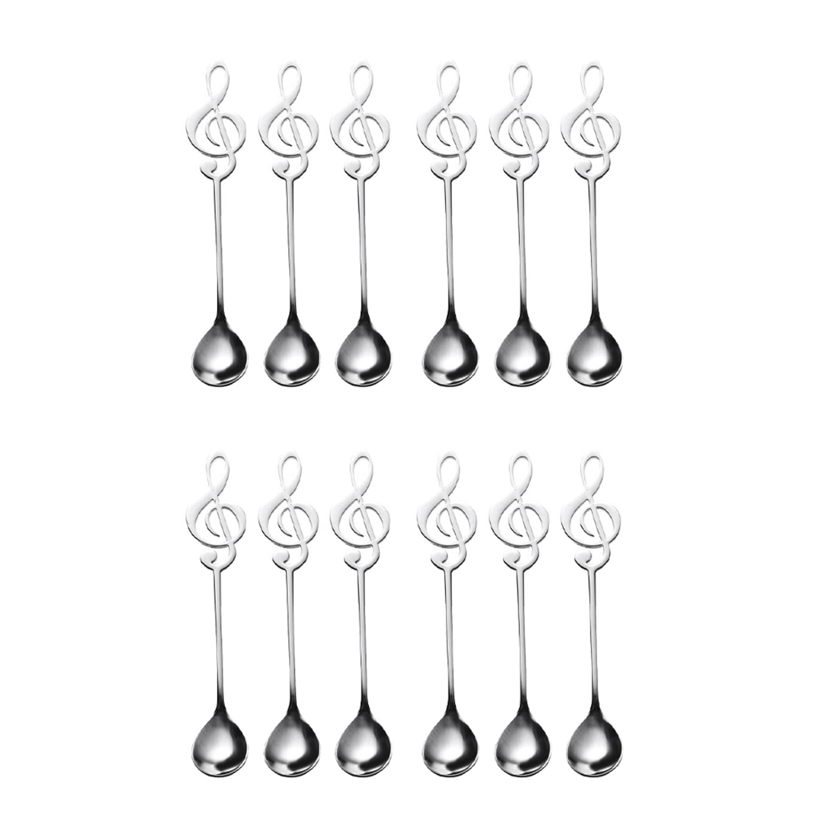 12 Pack Cute Teaspoons Stainless Steel Musical Notation Shaped Coffee ...