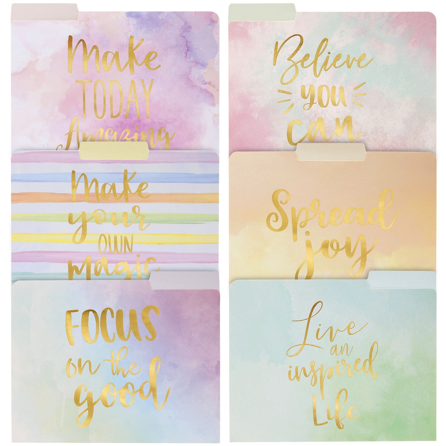 12 Pack Decorative File Folders, Letter Size, Pastel with Gold Foil ...