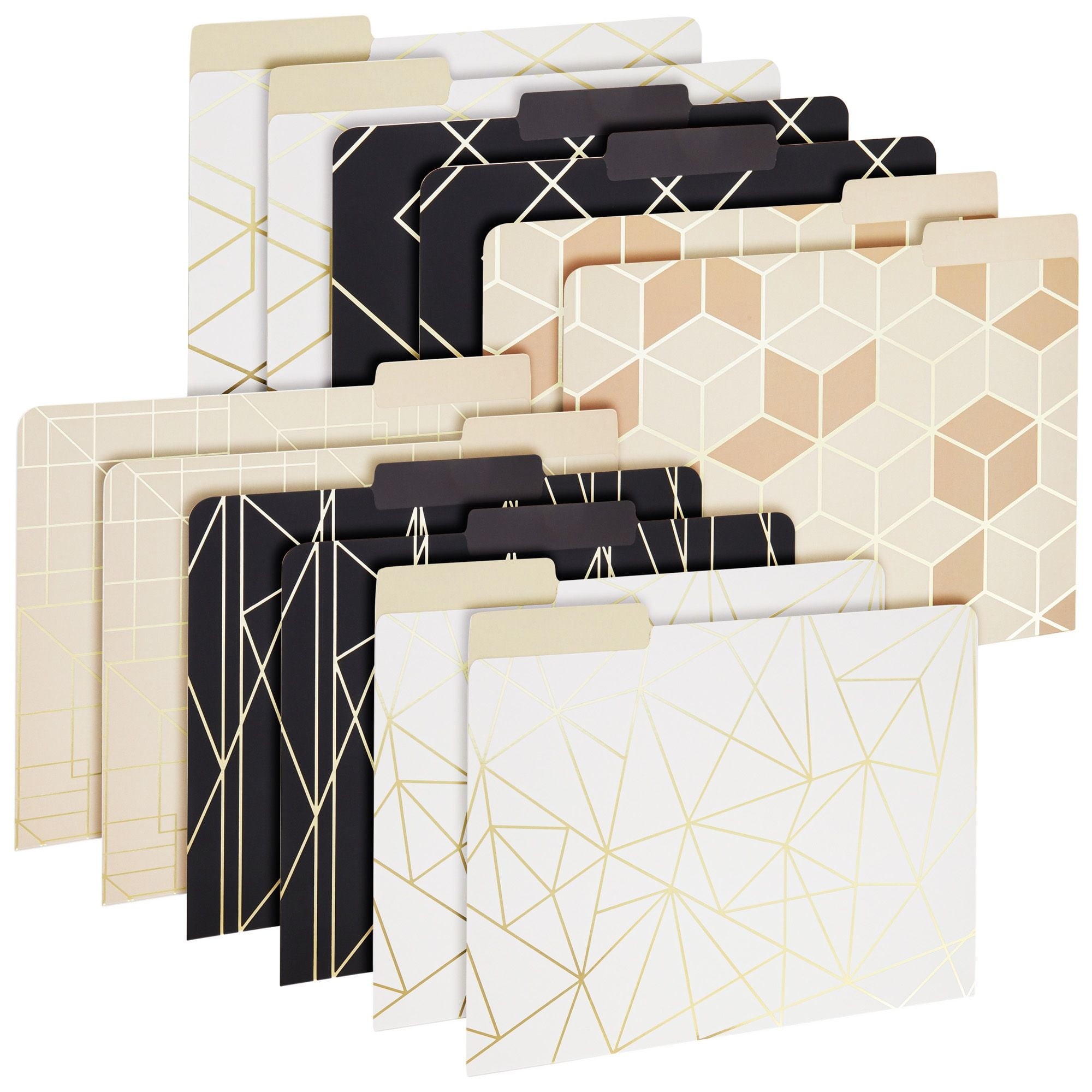 Walmart 12 Pack Designer File Folders, 1/3 Cut Tab, Gold Foil, Letter ...