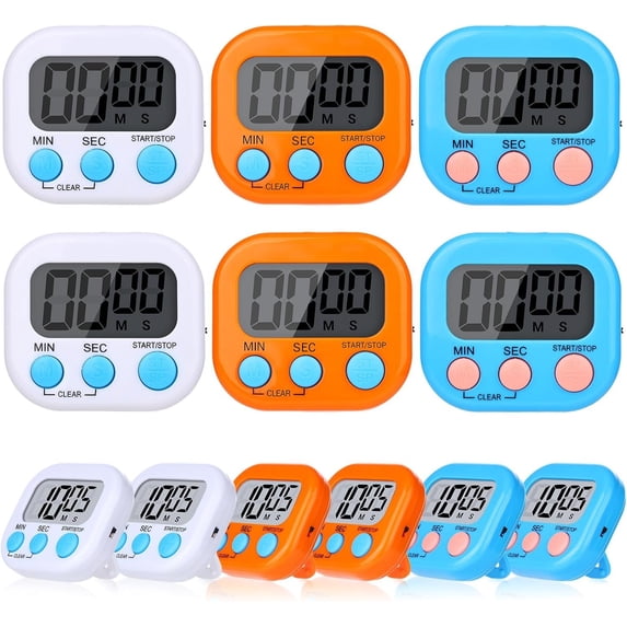 12 Pack Digital Kitchen Timers for Cooking, Small Countdown Classroom ...