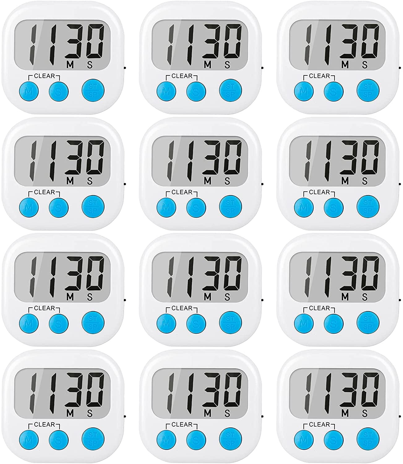 12 Pack Digital Kitchen Timers for Cooking Magnetic Timer for Cooking ...