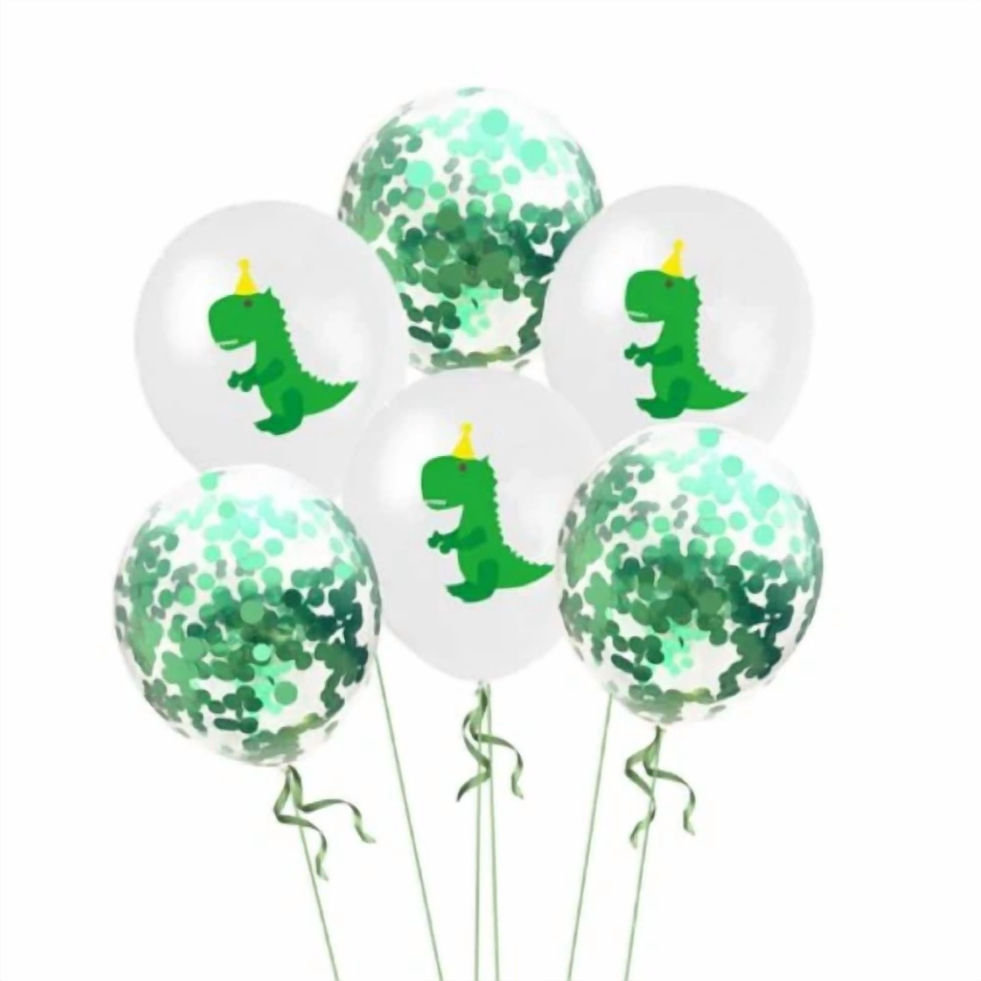 12 Pack Dinosaur Balloons Green T-Rex Confetti Tyrannosaurus Boys ...