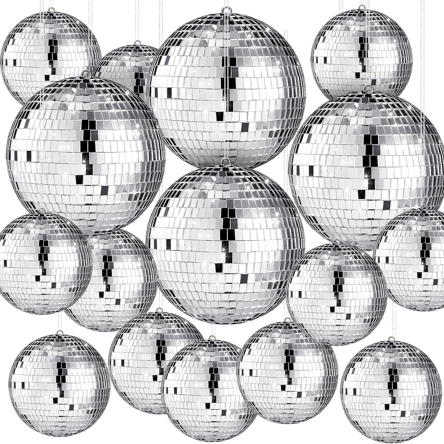 Mirror Disco Ball - 8-Inch Silver Hanging Disco Ball for Party Wedding ...